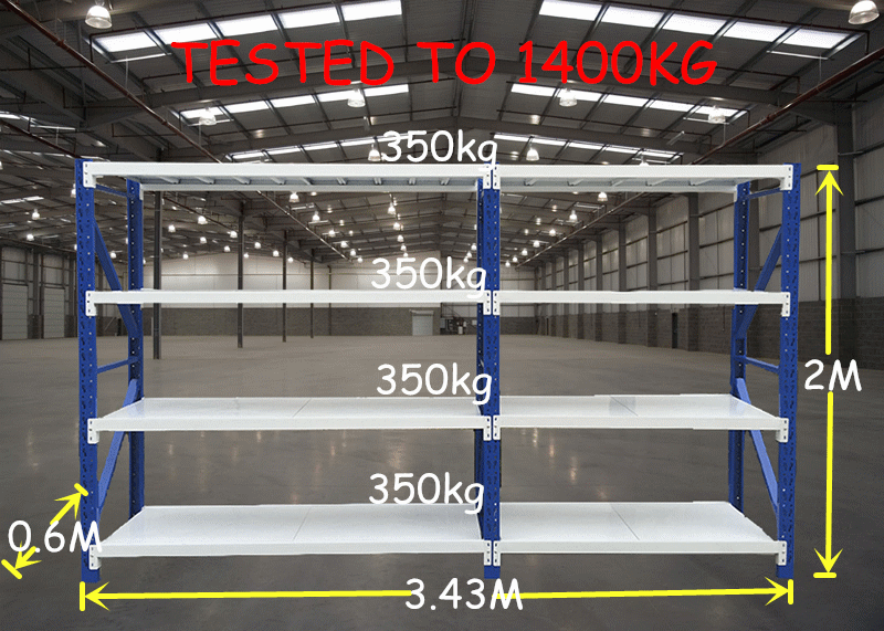 2m(H)x3.5m(W)x0.6m(D) – Melbourne Shelving